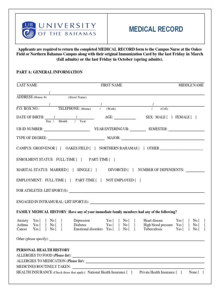 Medical Record Form | PDF | Health Sciences | Medical Specialties