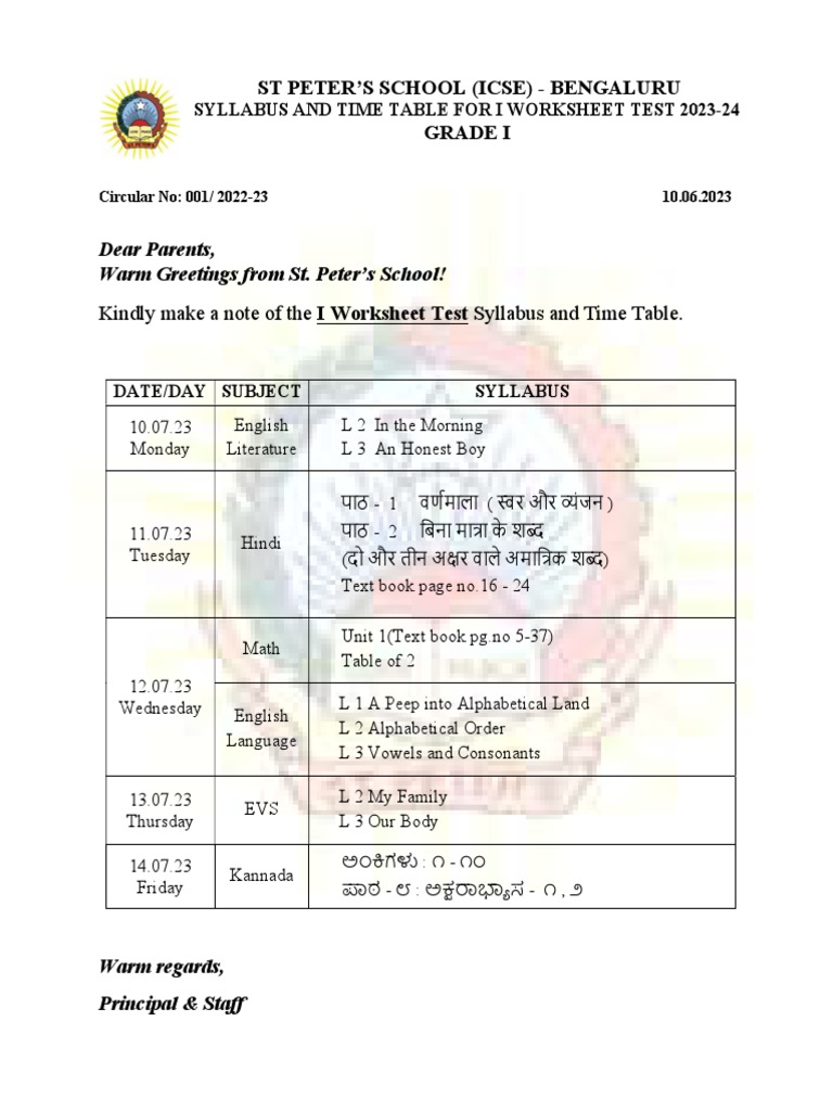 GRADE 1 WS1 SYL | PDF