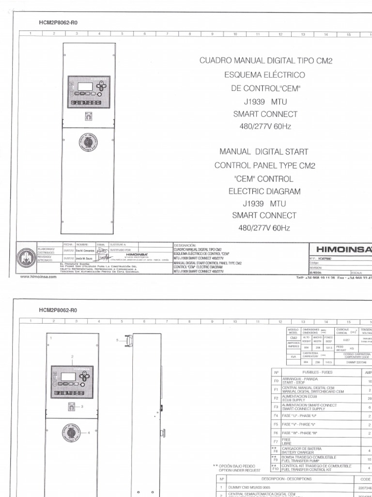 Cuadro Manual Tipo Cm2 Esquema: Digital Eléctrico de Control''Cem" | PDF