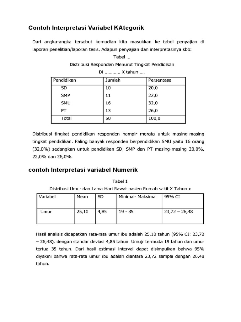 Contoh Interpretasi Variabel KAtegorik | PDF