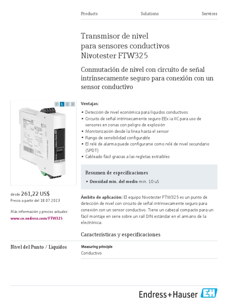 Endress-Hauser Nivotester FTW325 ES | PDF