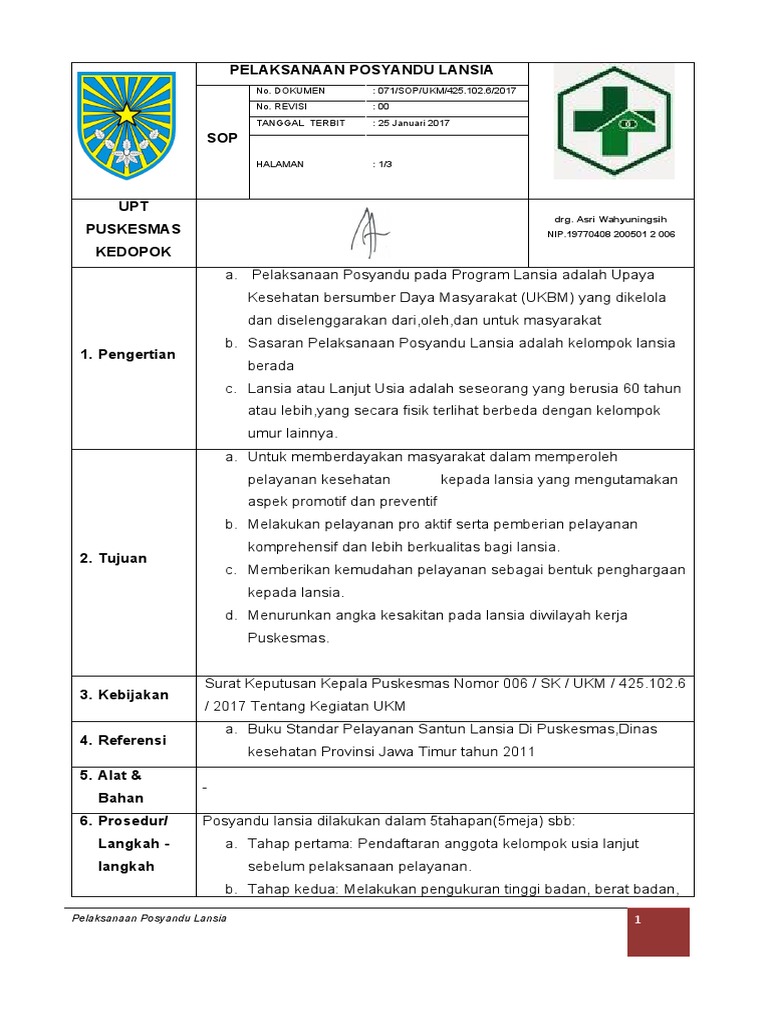 SOP Lansia KDPK | PDF | Kesehatan Holistik | Sains & Matematika