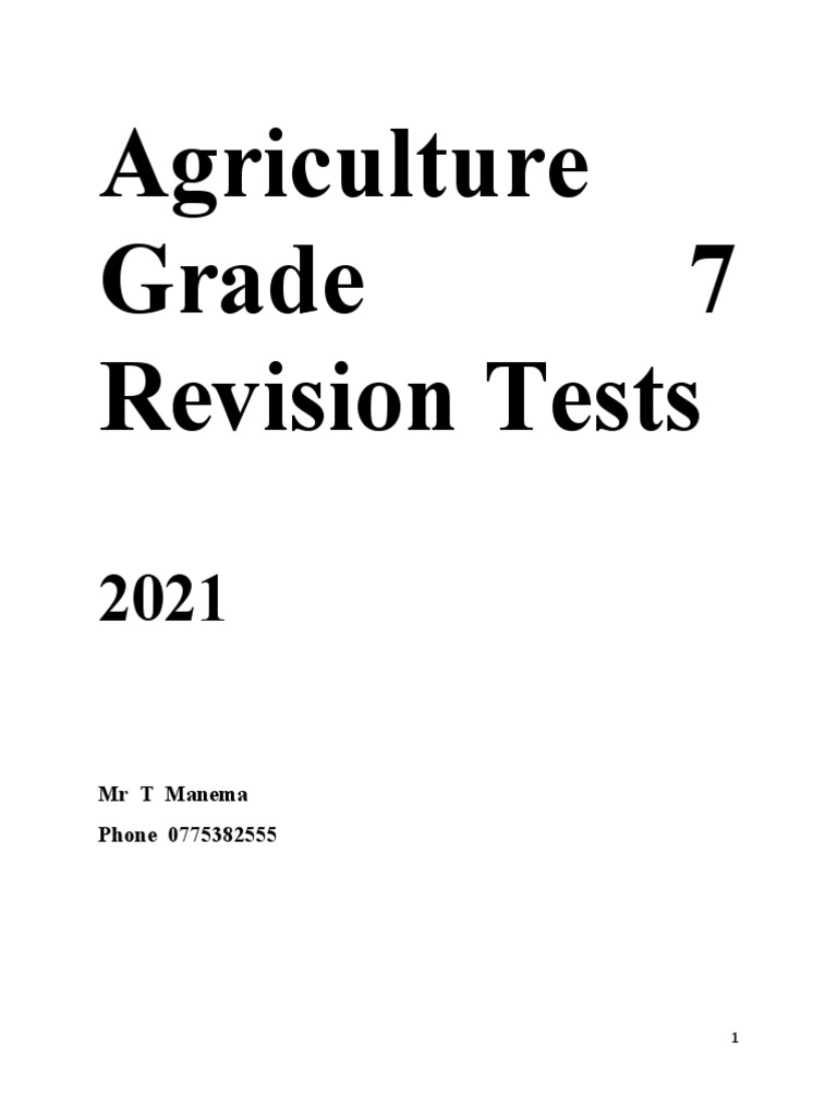 Agriculture Grade 7 Tests | PDF | Soil | Agriculture
