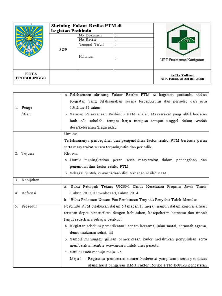 SOP Skrining PTM | PDF