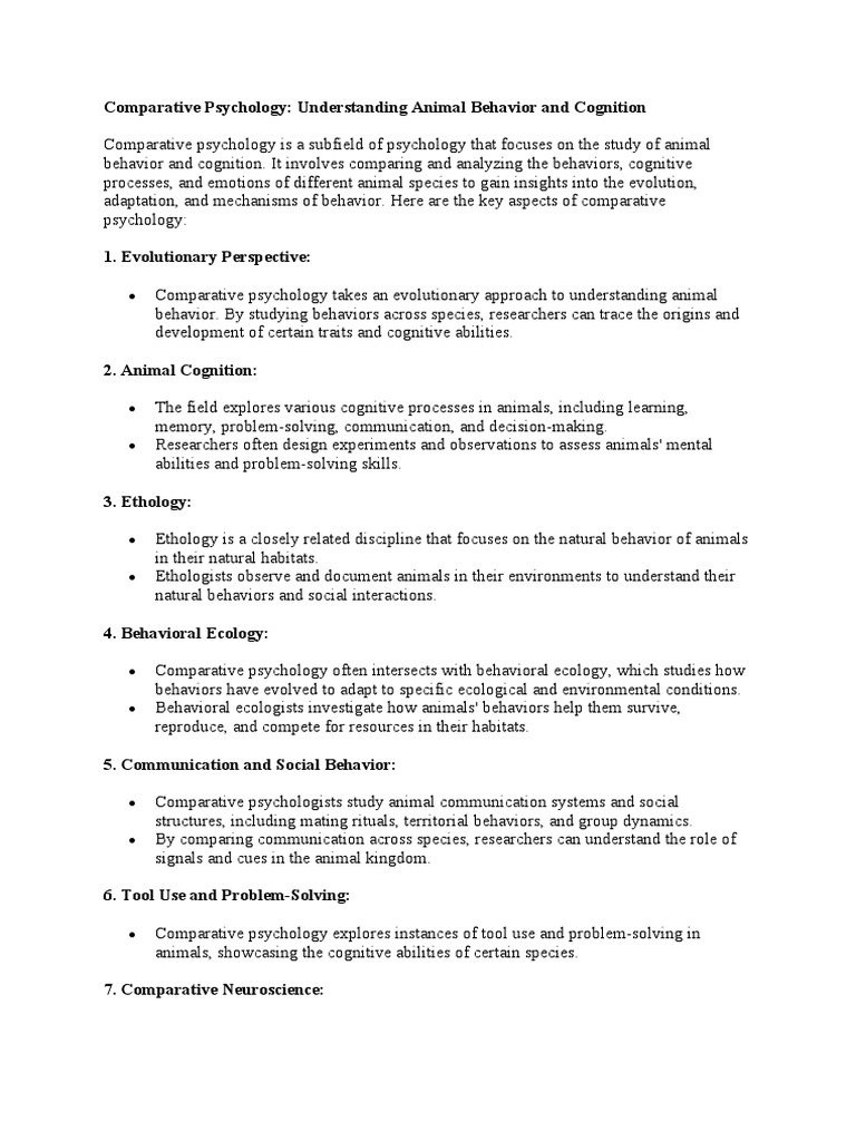 Comparative Psychology | PDF