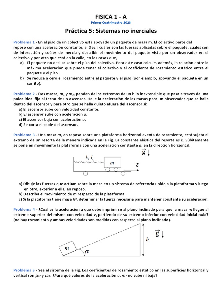 Prácticas de Física: Sistemas No Inerciales | PDF | Fricción | Masa