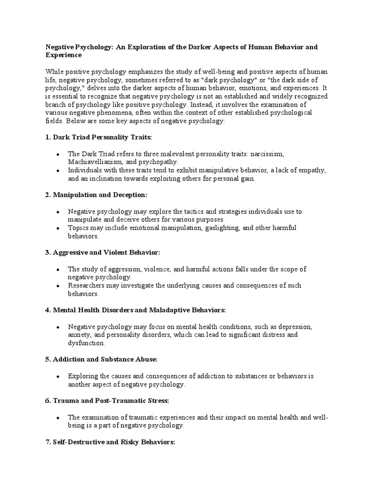 Exploring Negative Psychology Concepts | PDF | Science & Mathematics