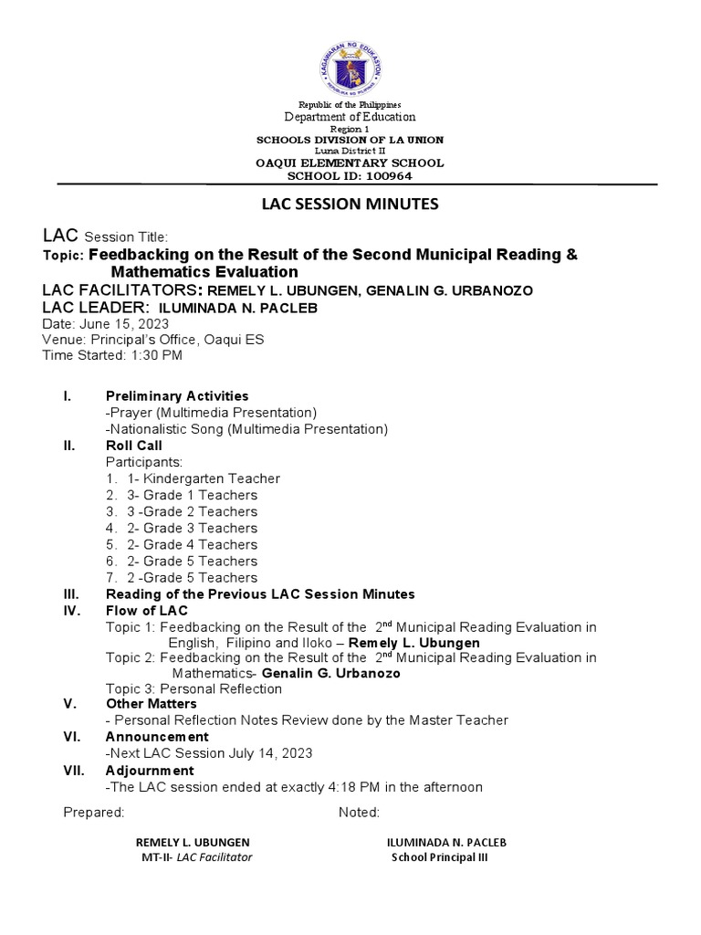 Minutes of The Meeting - 6th LAC Session - 2022-2023 | PDF Minutes of The Meeting - 6th LAC Session - 2022-2023 | PDF