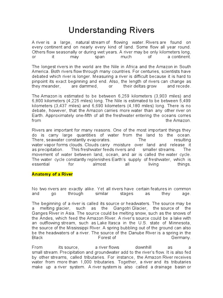 Understanding Rivers | PDF | River | Nile