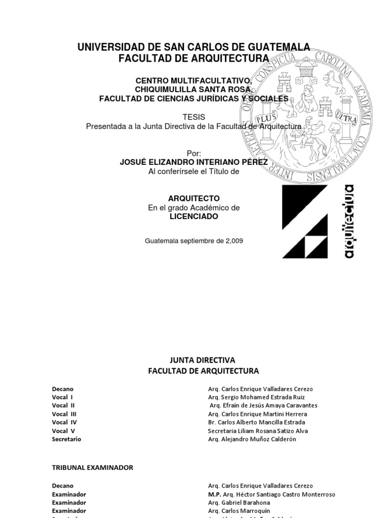 2. Interiano Pérez Josuè Elizandro - Tesis de Arquitéctura USAC | PDF