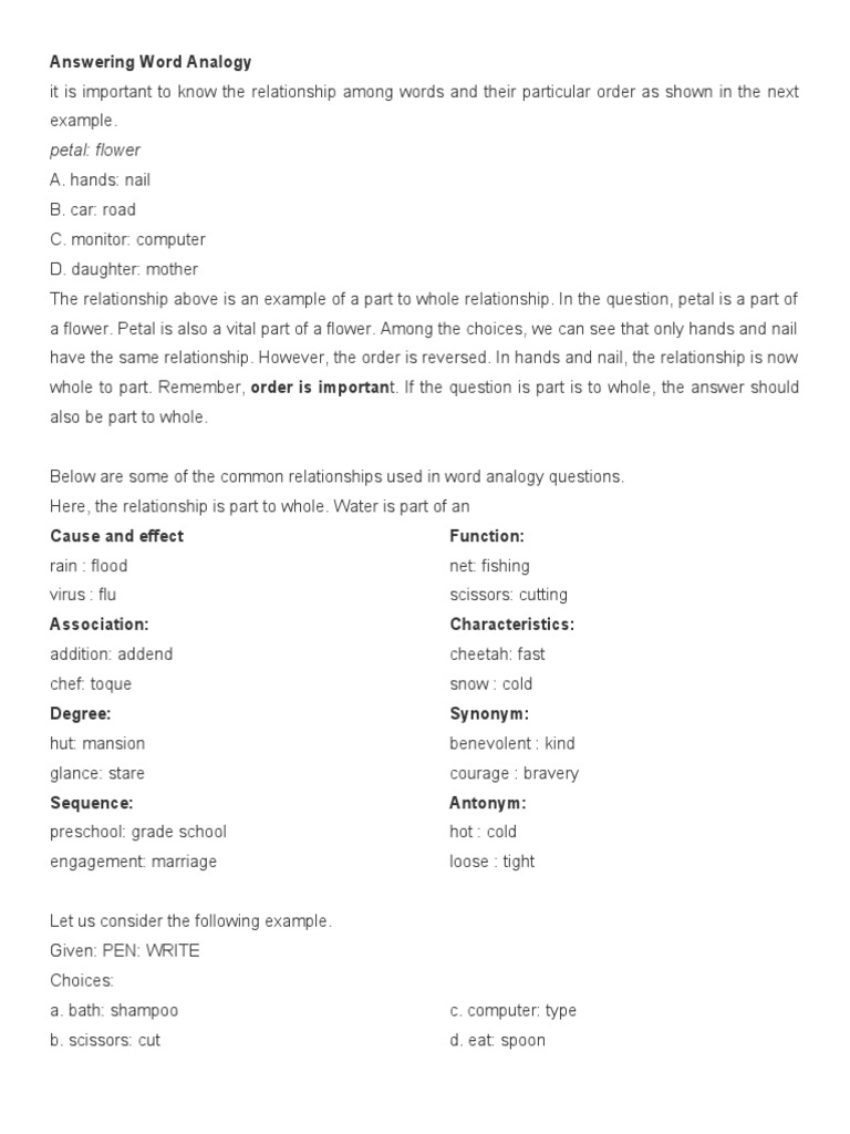 Answering Word Analogy | PDF