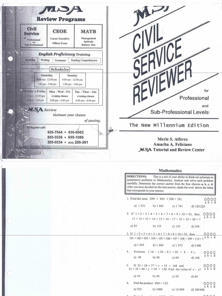MSA Civil Service Reviewer | PDF