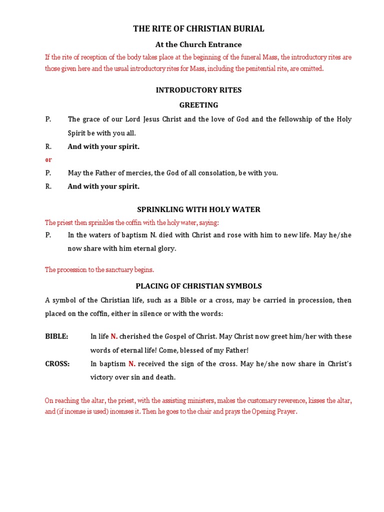Catholic Rite of Christian Burial Guide | PDF