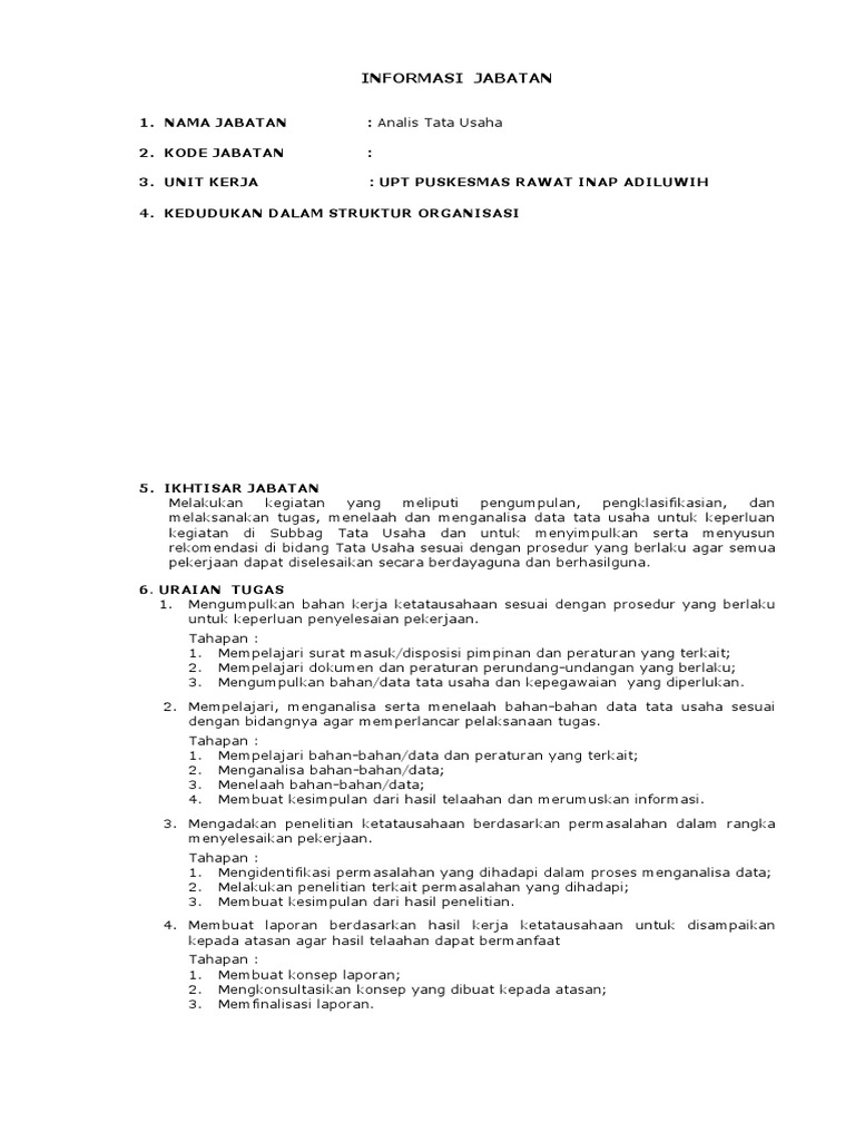 Analis Tata Usaha | PDF