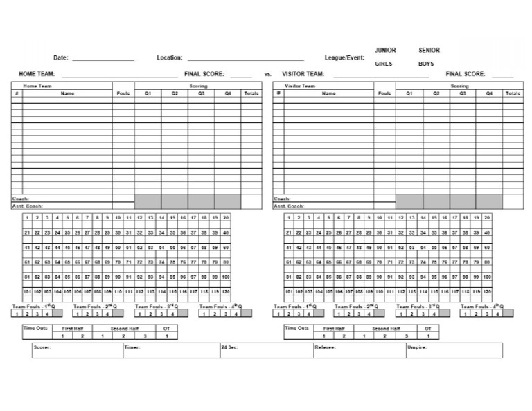 Basketball Scoresheet | PDF