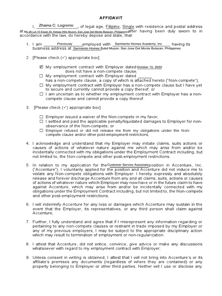 Non-Complete Affidavit of Undertaking | Download Free PDF | Justice | Crime & Violence