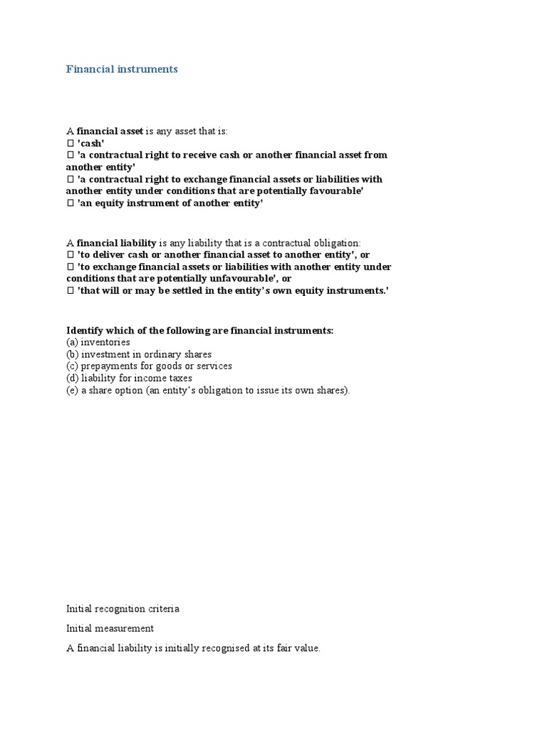 Financial Instruments | PDF | Finance & Money Management | Law