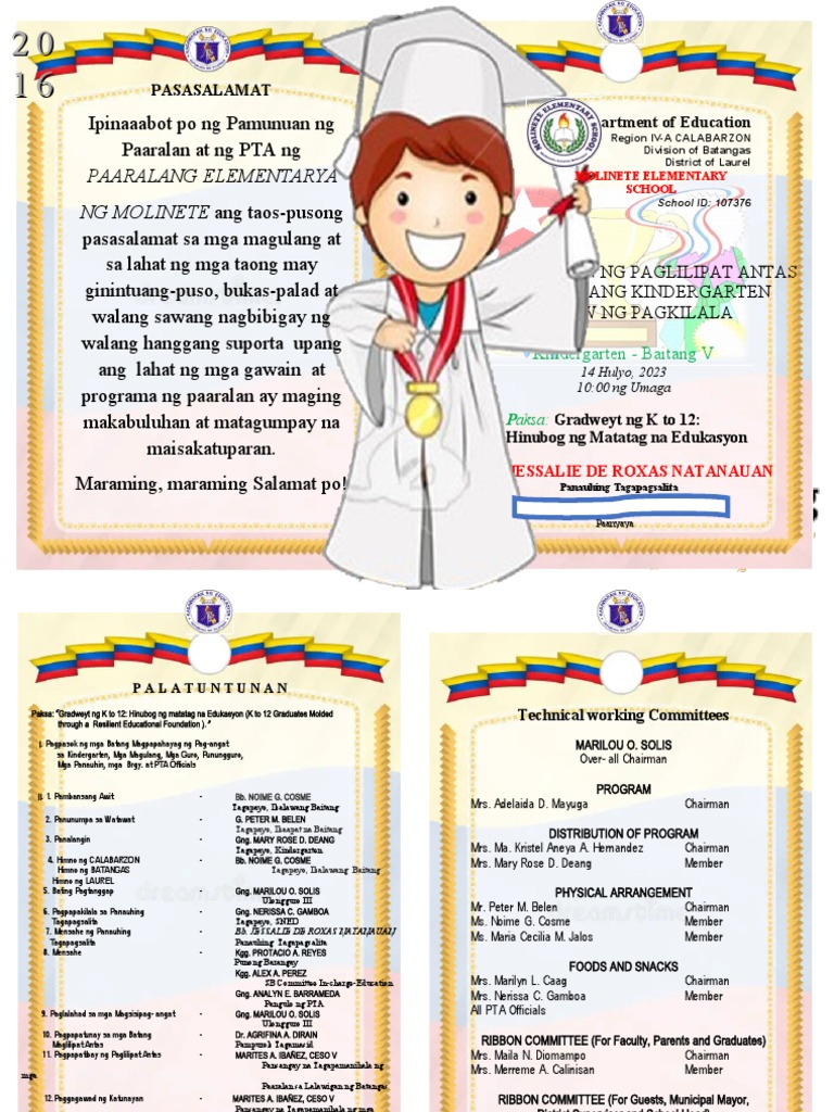 RECOG PROGRAM 2022 2023 Molinete ES Original | PDF