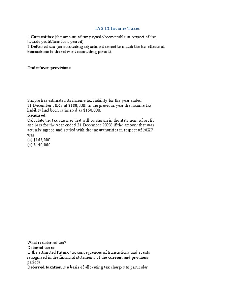IAS 12 Income Taxes | PDF