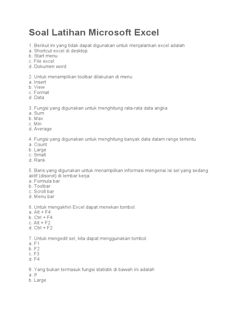 Soal Microsoft Excel | PDF