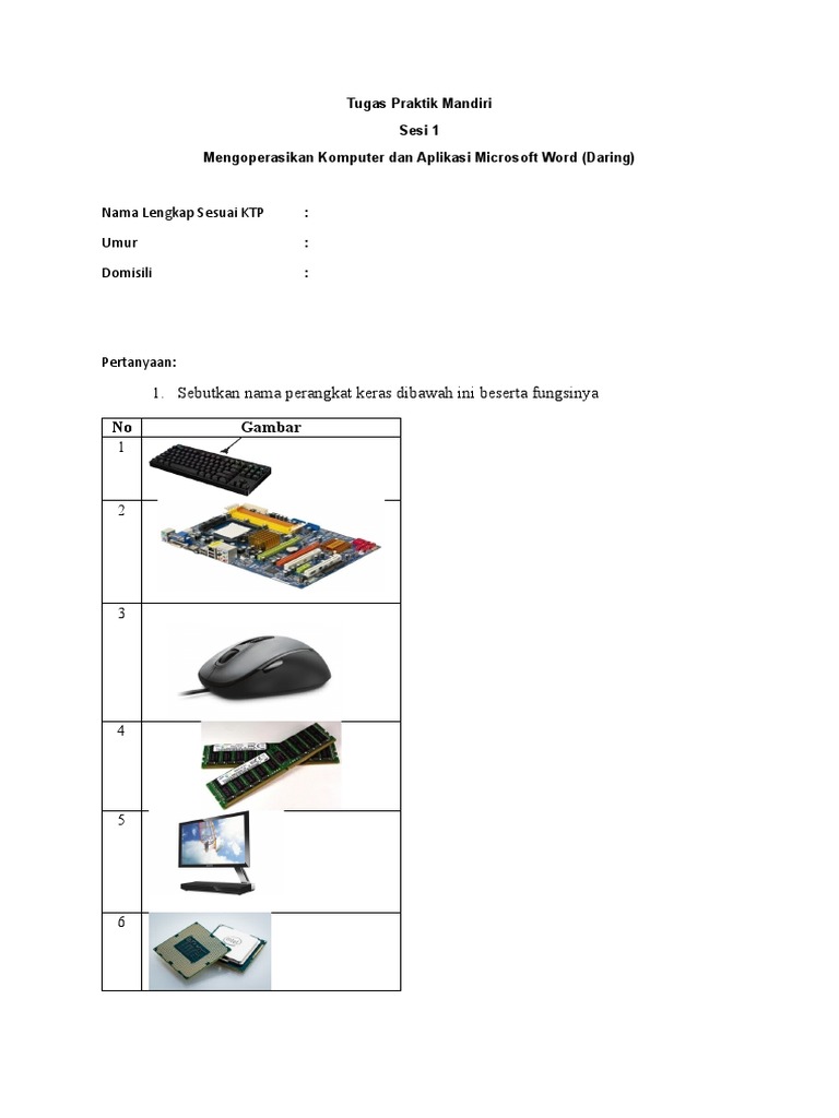 TPM SESI 1 - Mengoperasikan Komputer Dan Aplikasi Microsoft Word (Daring) | PDF
