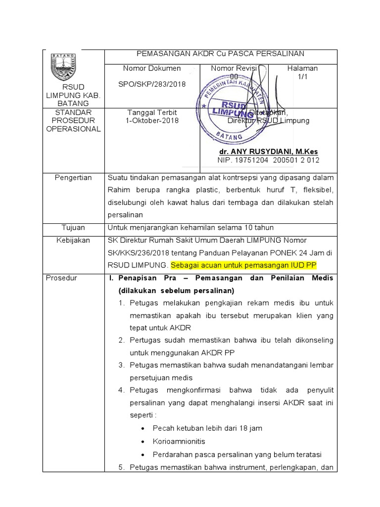 Sop Iud KBPP | PDF