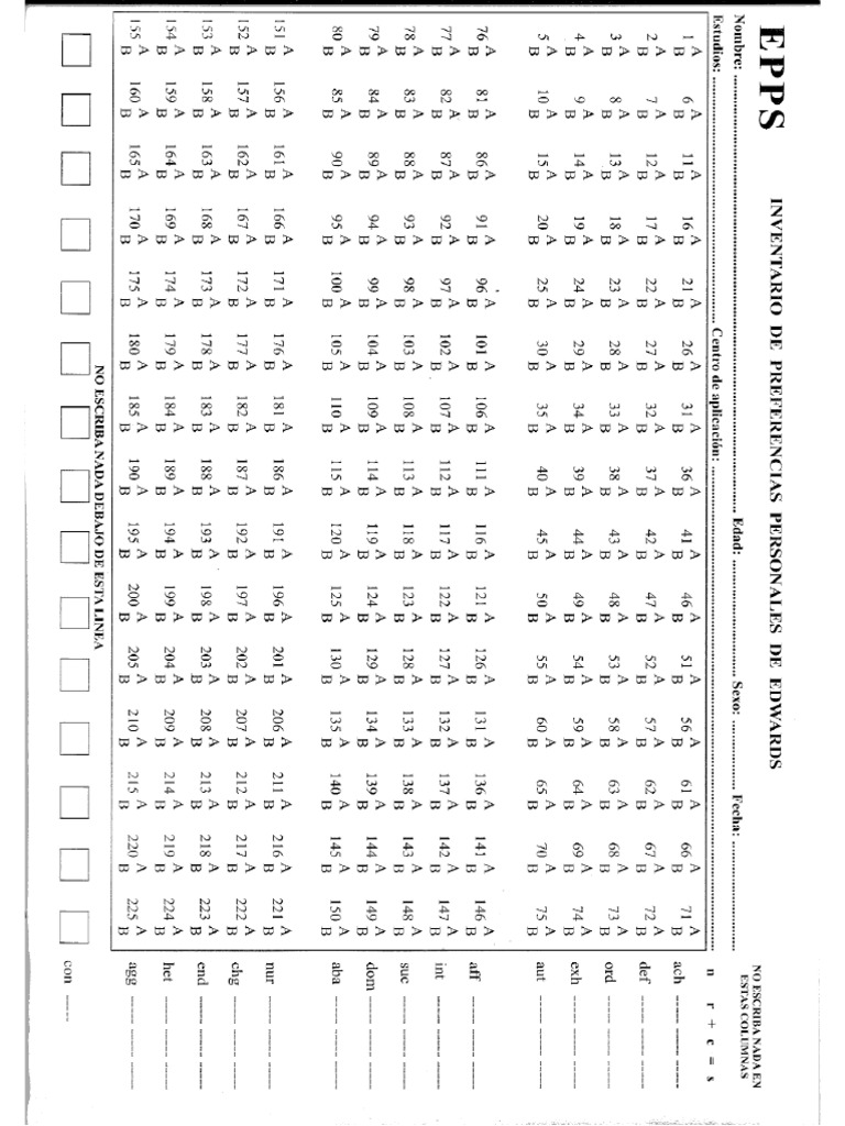 EPPS Hoja de Respuestas | PDF