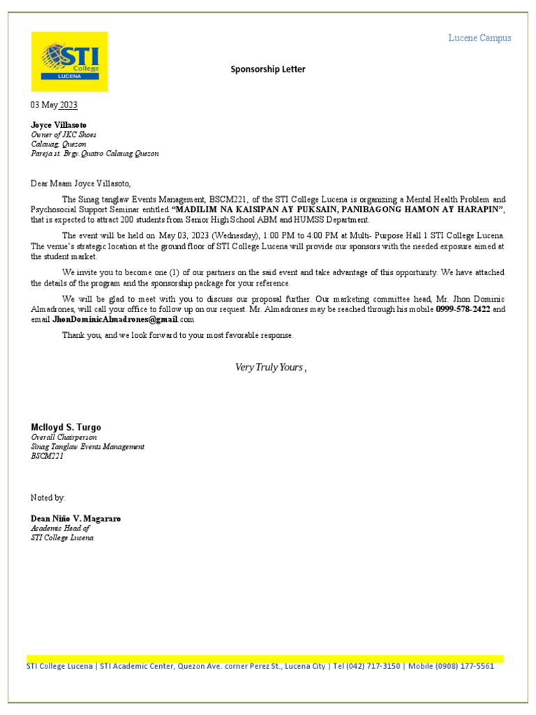 Sponsorship Letter 2 1 1 | PDF