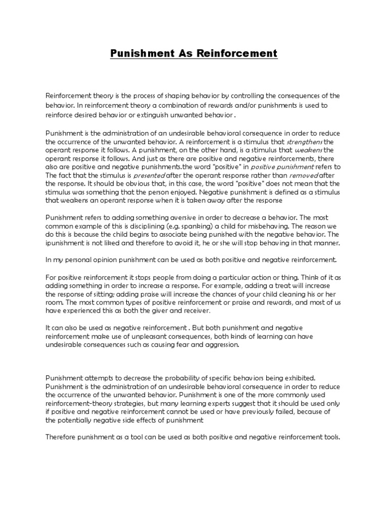 Understanding Punishment as Both Positive and Negative Reinforcement: A ...