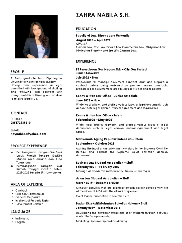 CV Zahra Nabila | PDF