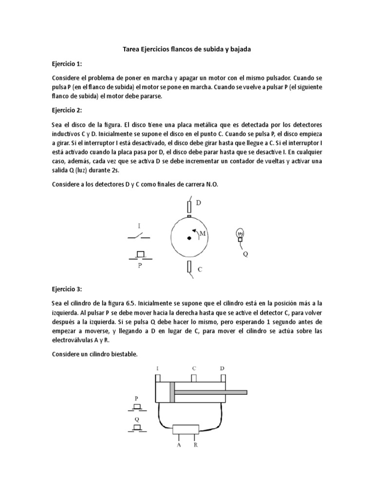 Tarea Ejercicios Flancos de Subida y Bajada | PDF