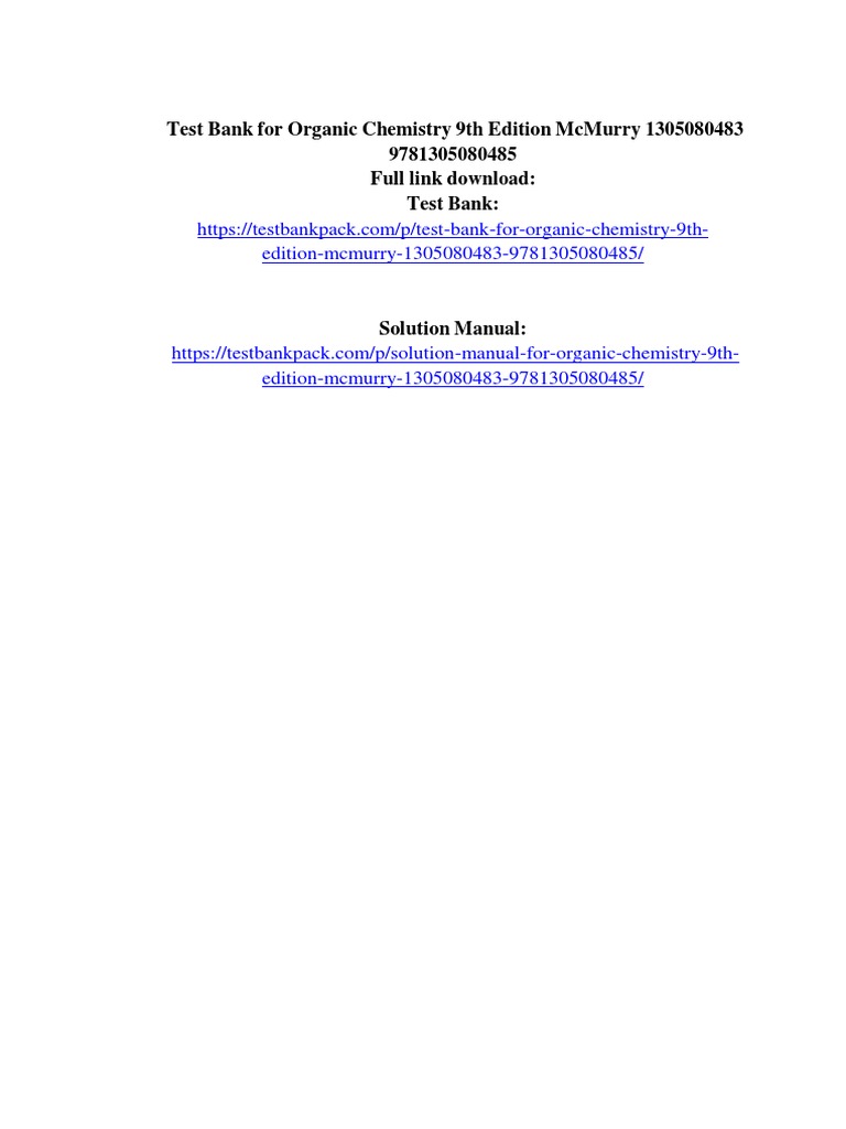 Organic Chemistry 9th Edition McMurry Test Bank | PDF Organic Chemistry 9th Edition McMurry Test Bank | PDF