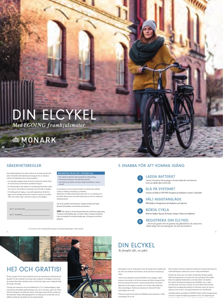 Monark Elcykelmanual Egoing Framhjul 2020 | PDF