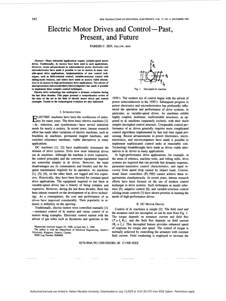 Electric Motor Drives and Control-Past Present and Future | PDF