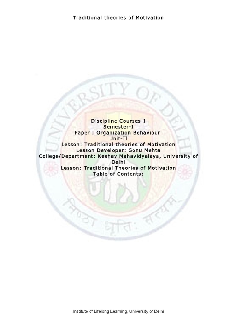 Traditional Theories of Motivation | PDF