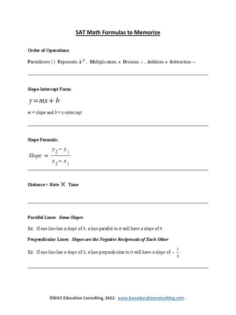 SAT-Math-Formulas | PDF