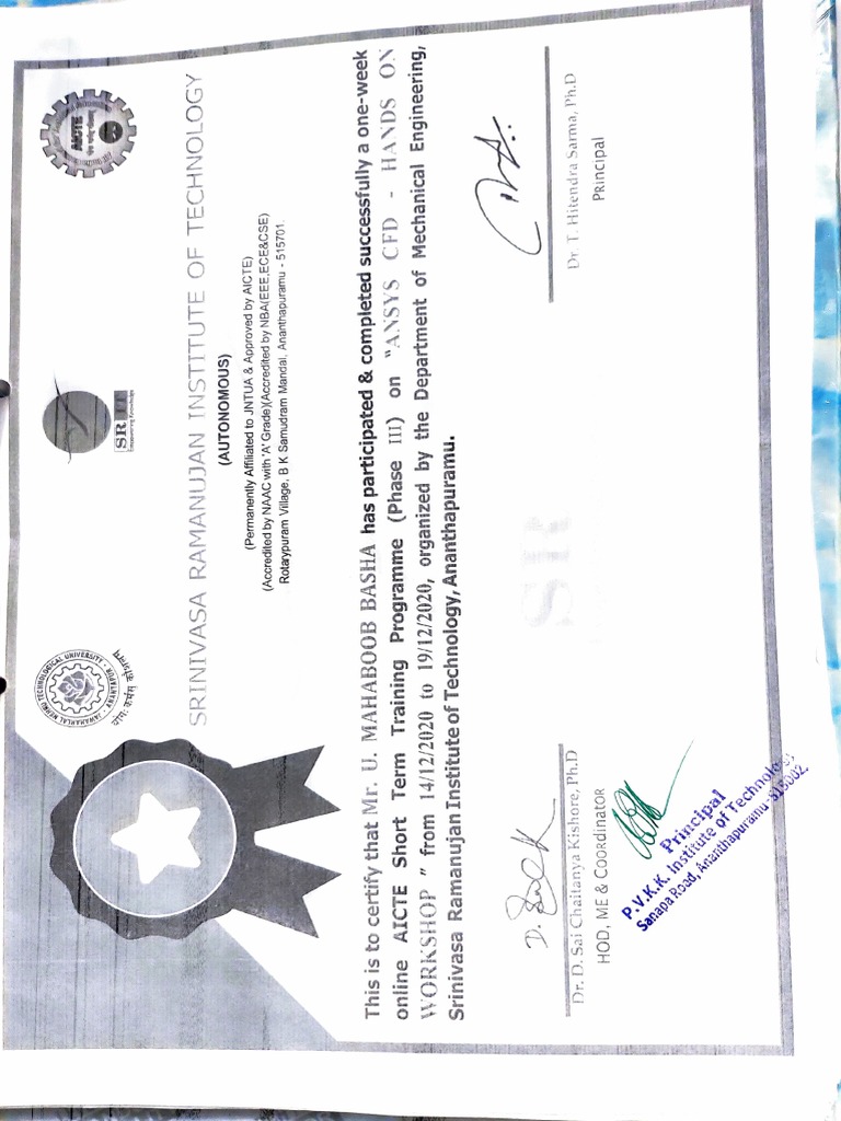 U Mahaboob Basha-Ansys-CFP Hands On Workshop | PDF