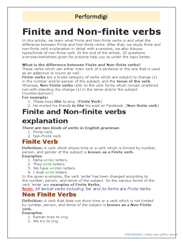 Finite-and-Non-Finite-verbs | PDF