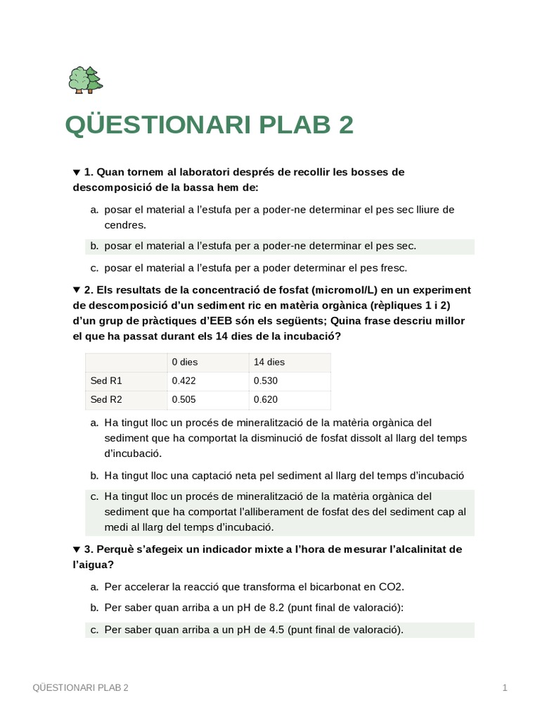 Qüestionari PLAB 2 | PDF