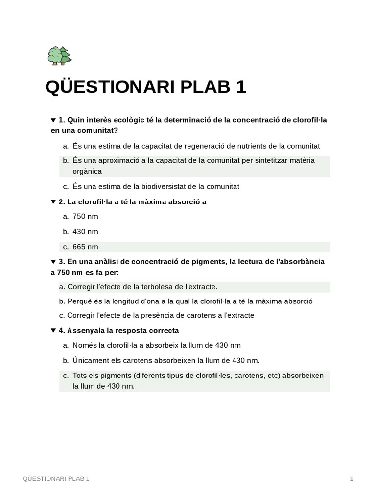 Qüestionari PLAB 1 | PDF