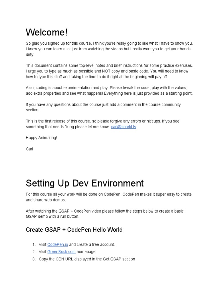 GSAP Course: CodePen Practice Guide | PDF