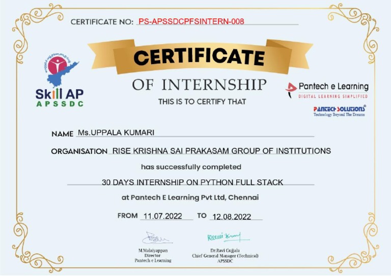 Pantech-Pyrhon Full Stack Intenship | PDF