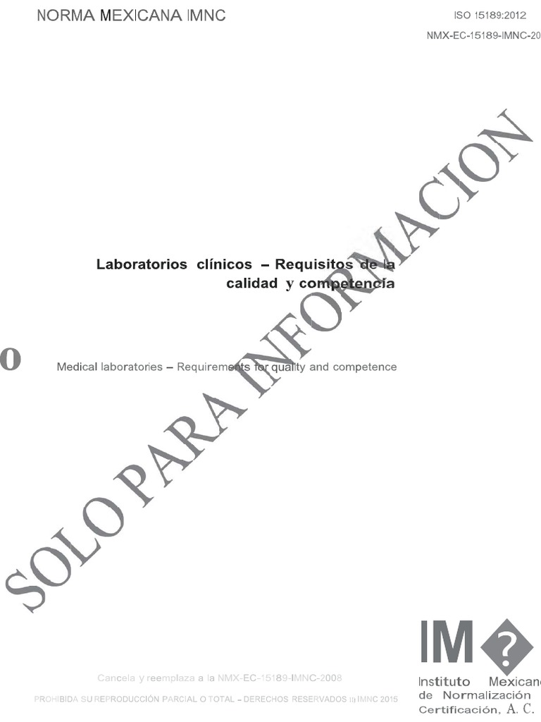NMX-EC-15189-IMNC-2015 | PDF