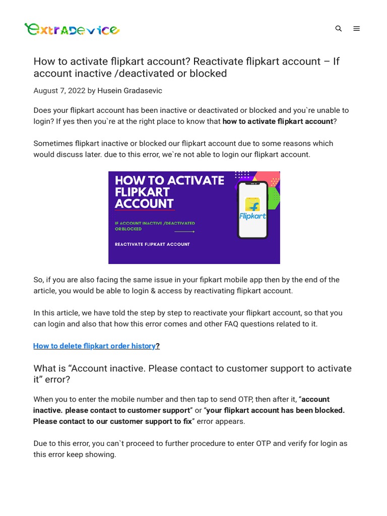 How To Activate Flipkart Account - Reactivate If Inactive 2023 | PDF | Finance & Money Management