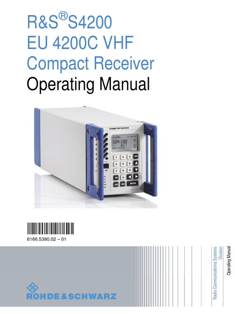 EU4200C Operating Manual 6166 5380 02 01.00 en | PDF