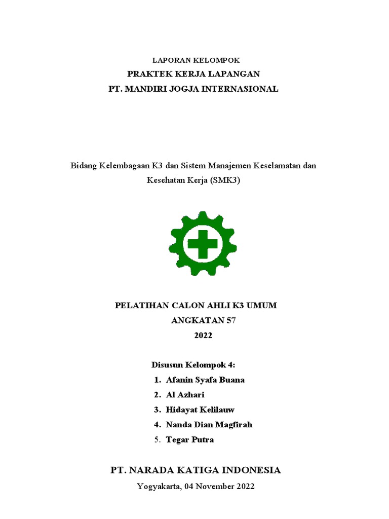Laporan PKL Kel 4 (Kelembagaan dan SMK3) (1) | PDF