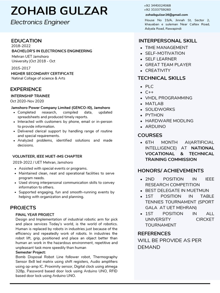 Zohaib Gulzar CV | PDF | Computers | Technology & Engineering