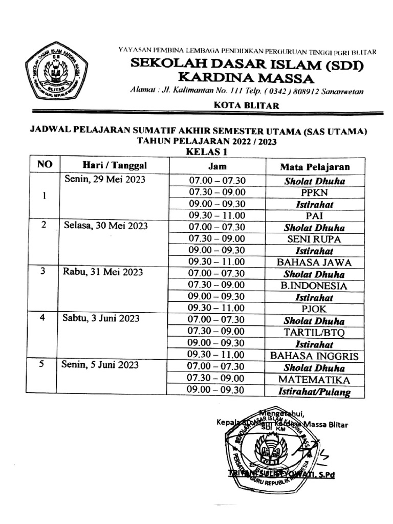 Jadwal Sas | PDF