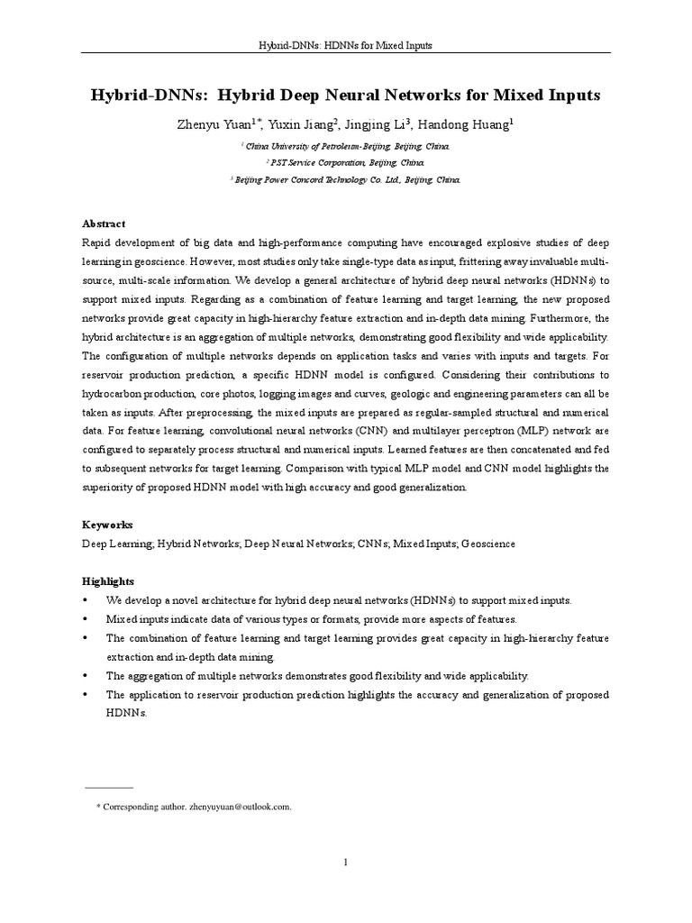 Hybrid-DNNs-Hybrid Deep Neural Networks For Mixed Inputs | PDF | Deep Learning | Artificial ...