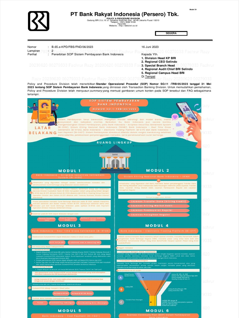 SOP Sistem Pembayaran Bank Indonesia | PDF | Pengelolaan Keuangan & Uang